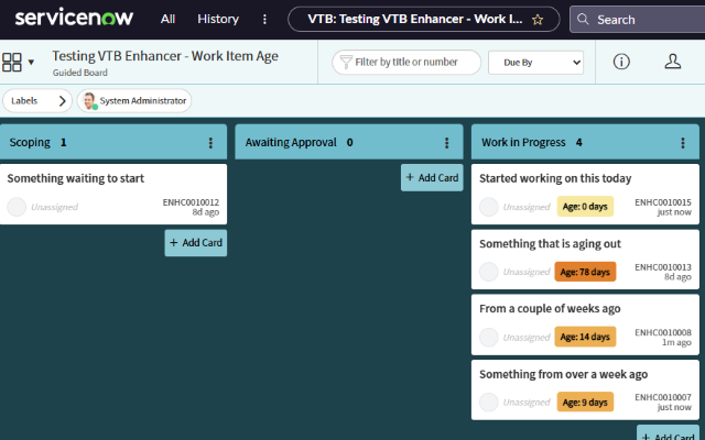 ServiceNow Visual Task Board Enhancer - Work Item Age | SNVTBEnhancerWIA